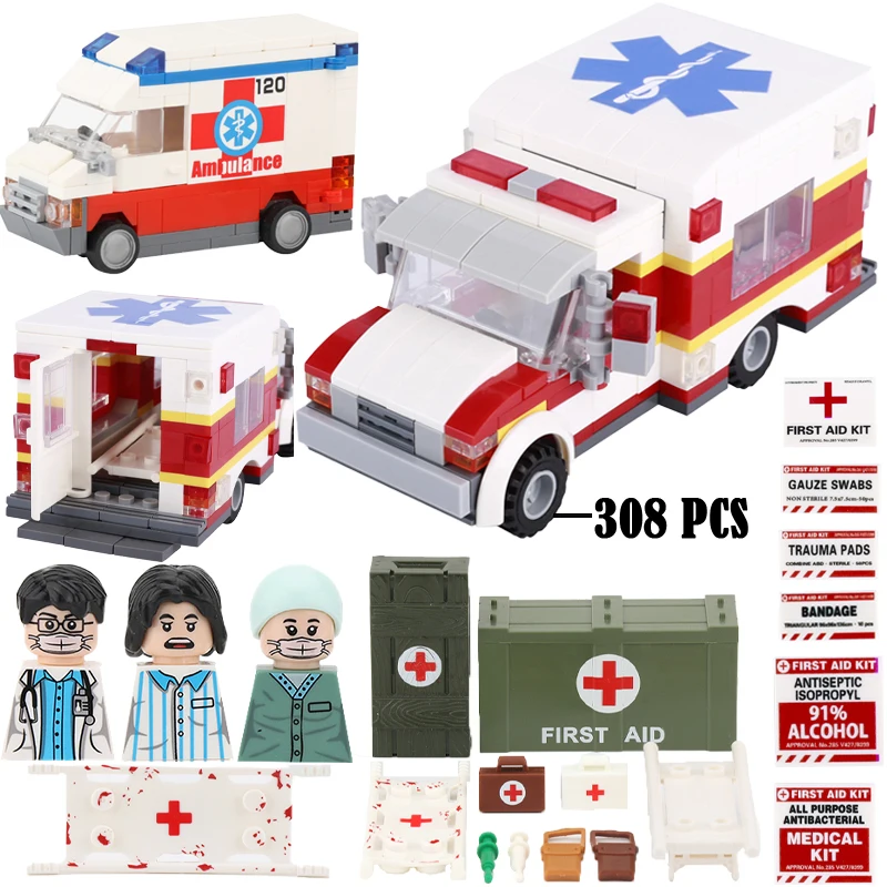 MOC-City-Ambulance-Car-Building-Blocks-Military-Doctor-Medical-Package ...