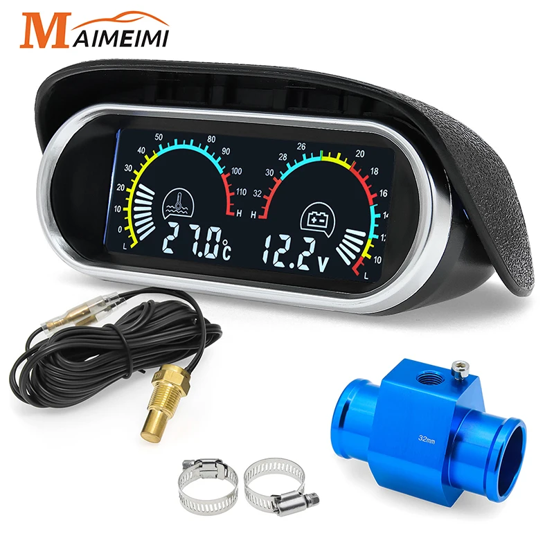 12V-24V-Digital-Water-Temperature-Gauge-Volt-Water-Temperature-Sensor ...