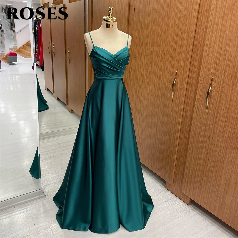 ROSES-Drak-Green-A-Line-Formal-Dresses-V-Neck-Pleat-Party-Dress-For ...