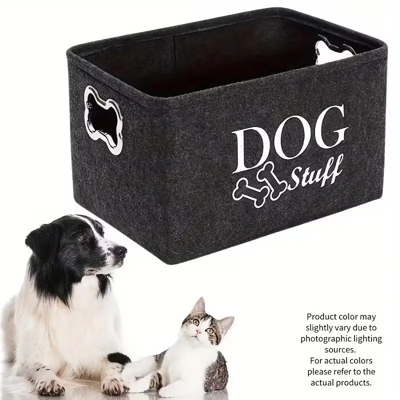 Spacious Felt Pet Toy Storage Box - Suitable For Dog Toys, Blankets And ...