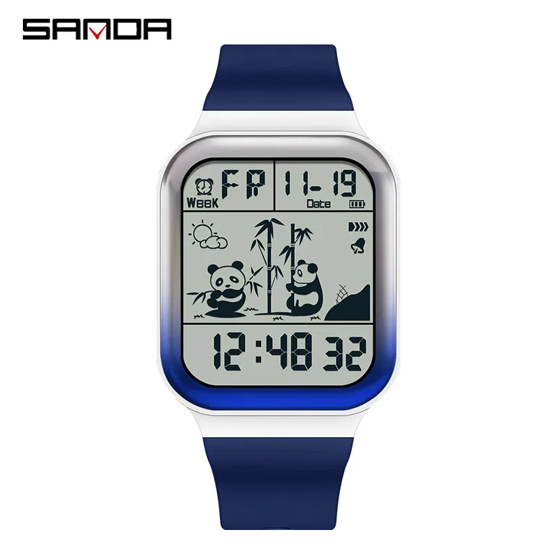 Sanda-Pattern-Square-Watches-para-homens-e-mulheres-gradiente-eletr ...