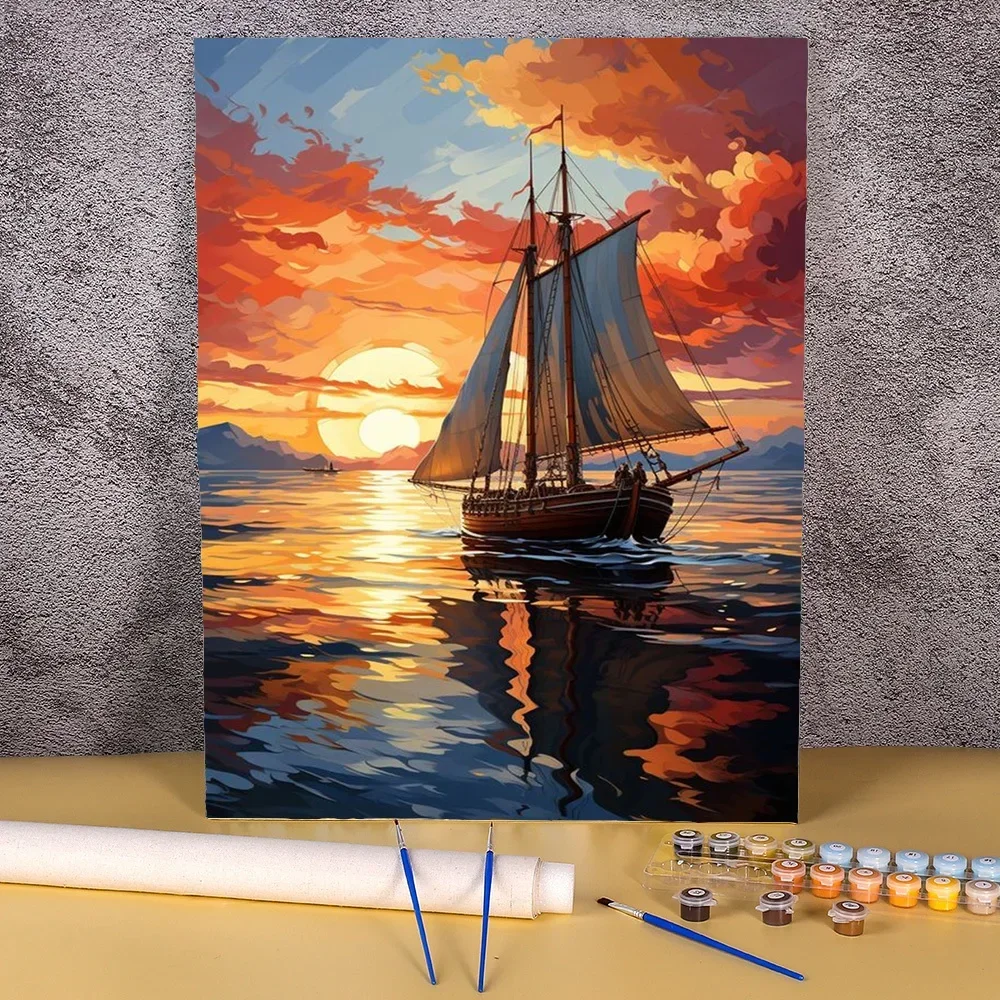 Seascape-Diy-Paint-By-Numbers-Kits-50x70cm-Sailboat-Coloring-By-Numbers ...