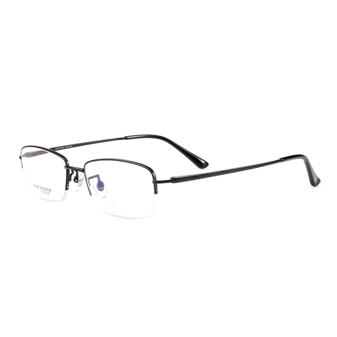 Titanium-Half-Rim-Optical-Frame-Prescription-Spectacle-Business-Glasses ...