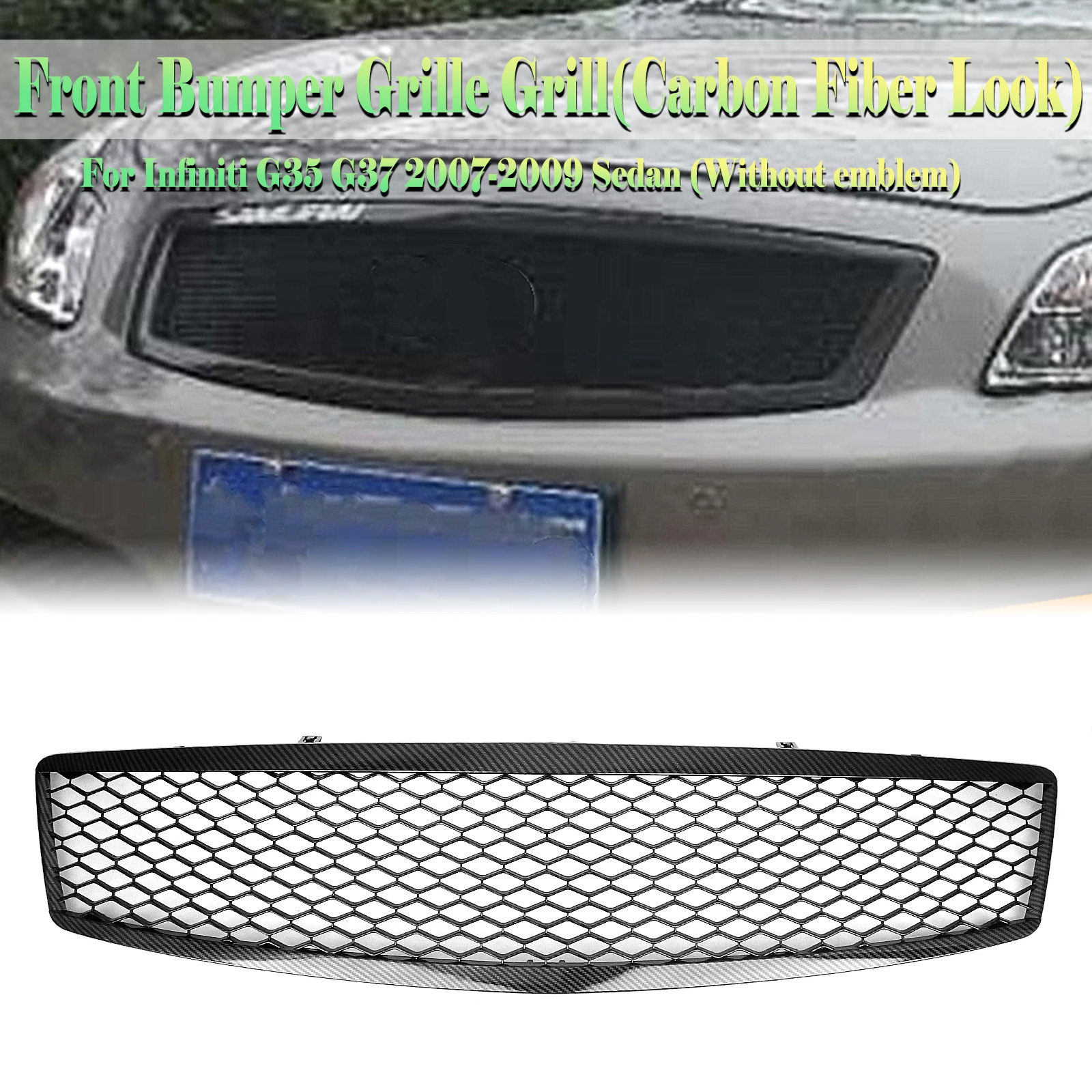 Front-Grille-For-Infiniti-G35-G37-2007-2008-2009-Sedan-4-Door-Black-Car ...