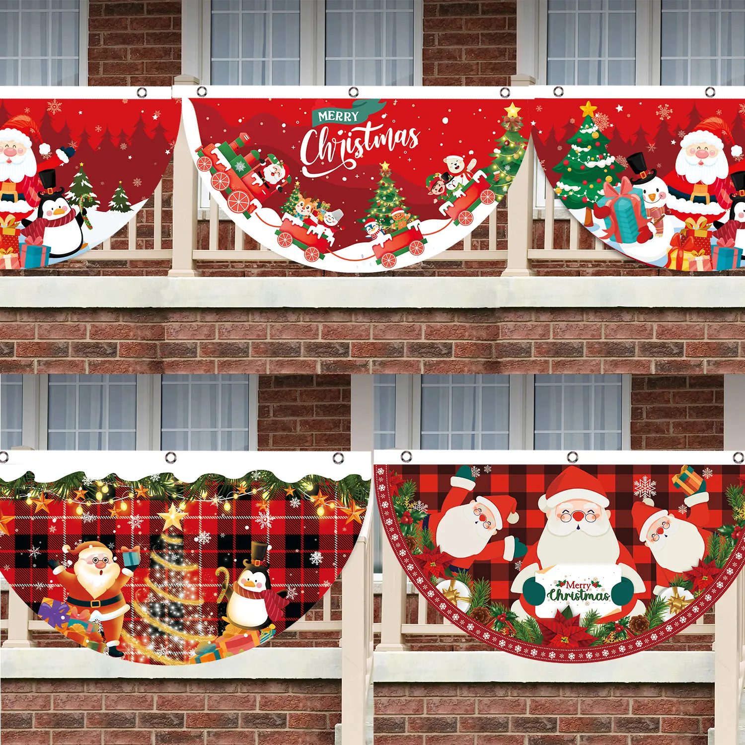 Christmas-Outdoor-Fan-shaped-Flag-Banner-Merry-Christmas-Decoration-for ...