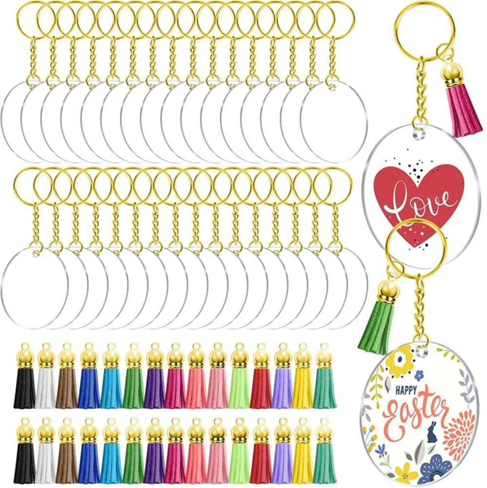 120Pcs-Acrylic-Keychain-Blanks-Clear-Acrylic-Circle-Discs-with-Hole ...