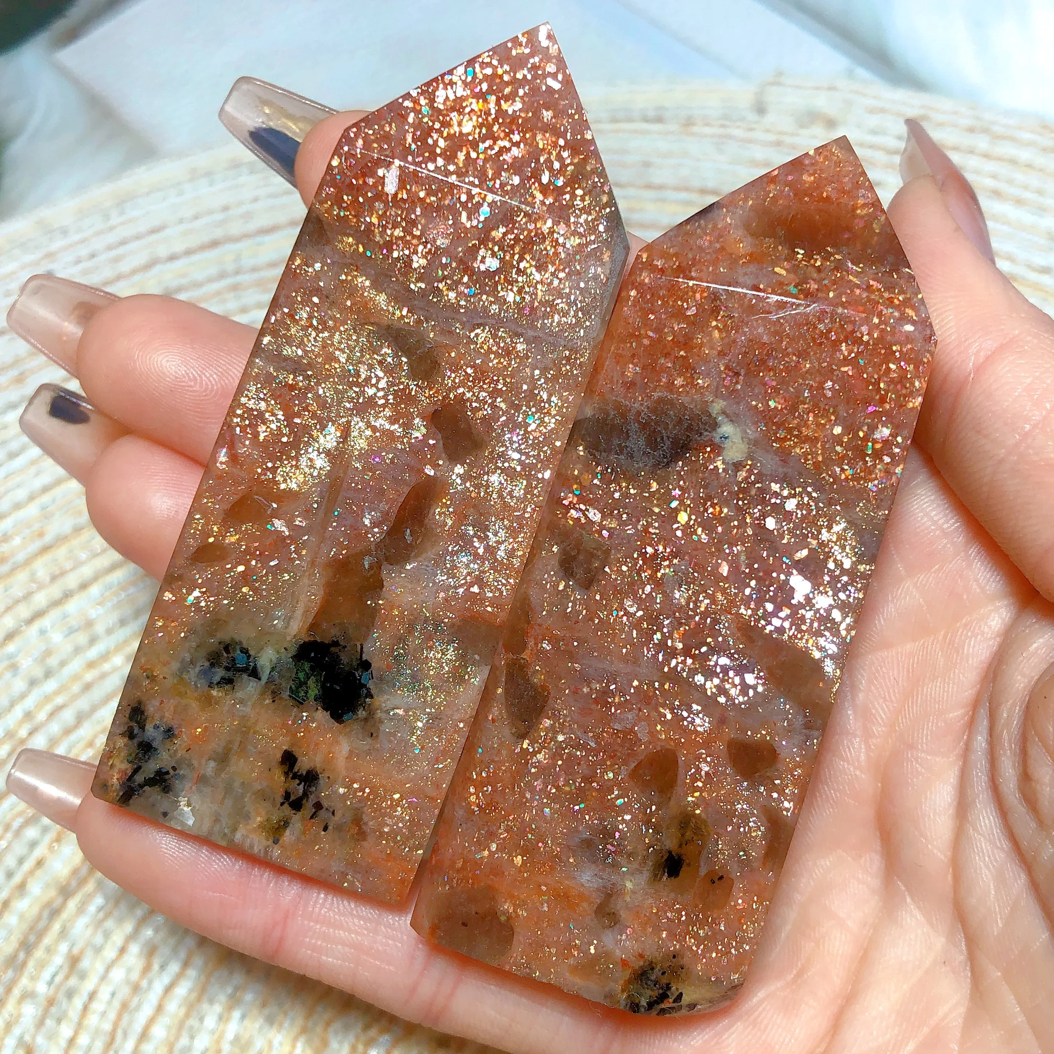 Natural-Crystals-Gem-Sunstone-Rainbow-Flash-Tower-Fortune-Wealth ...