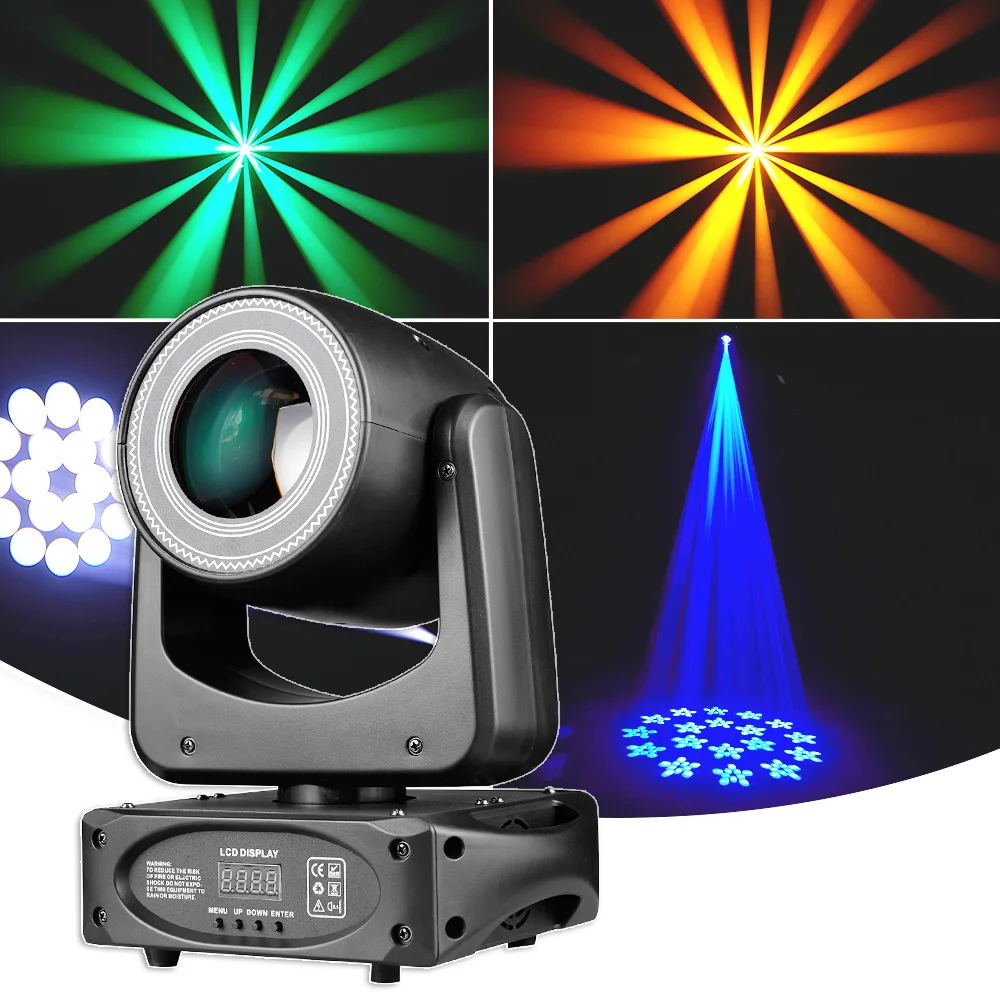 NEW Bee 100W Beam Spot 18 Prism Pattern 8 Color Plates Gobo DMX512 ...