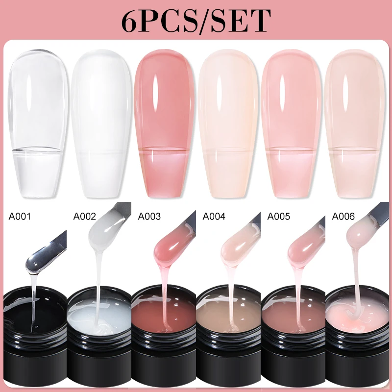 6pcs-Gel-Extension-Nail-Kit-Quick-Building-Nail-Extension-Gel-Polish ...
