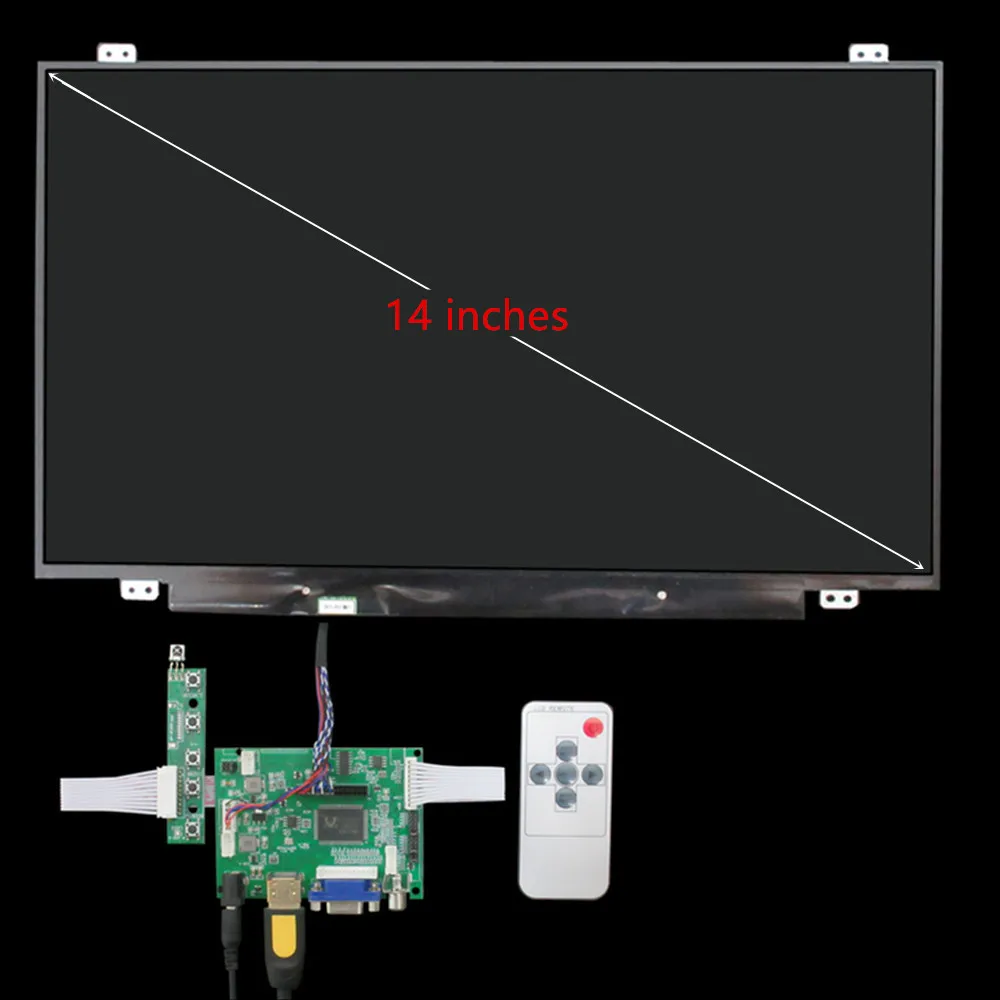 14 Polegada 1600*900 tela lcd monitor de controle placa driver vga hdmi ...