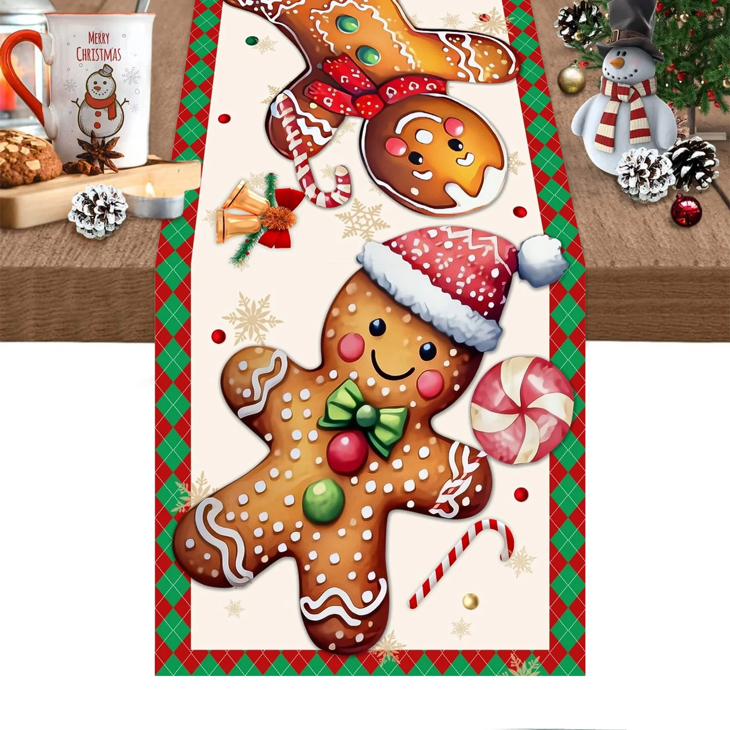 Christmas-Gingerbread-Man-Table-Flags-Candy-Cane-Winter-Kitchen-Table ...