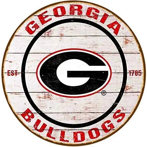 Georgia-Bulldogs-Round-Metal-Tin-Sign-Suitable-for-Home-and-Kitchen-Bar ...