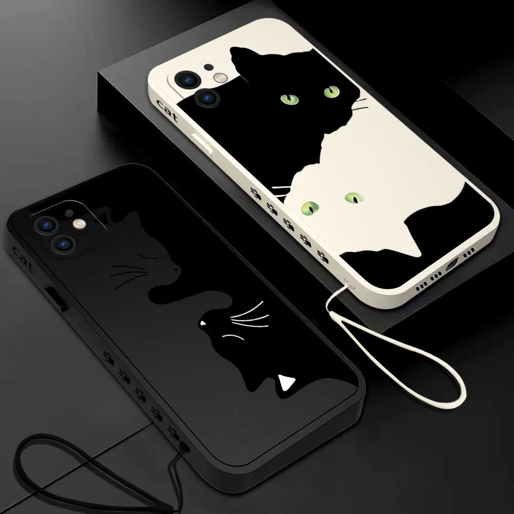 Funny-Cute-Hug-Black-Cat-Phone-Case-For-Samsung-Galaxy-S23-S22-S21-S20 ...