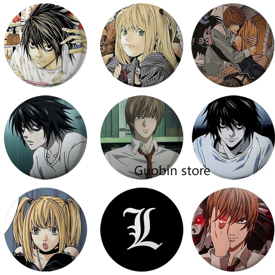 58mm-Japanese-Anime-Death-Note-Enamel-Pins-Handmade-Round-Brooch-L ...