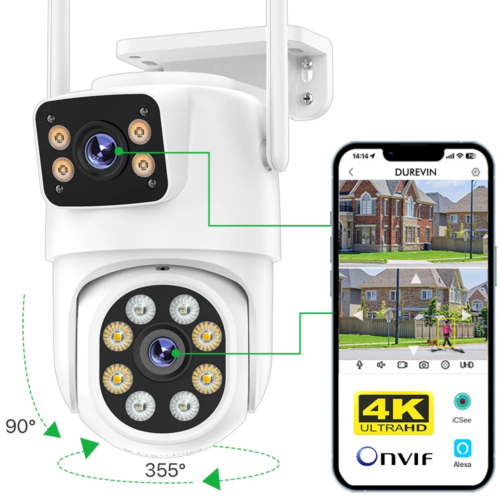 8MP-4K-HD-External-IP-Camera-WiFi-PTZ-Camera-Dual-Lens-Dual-Screen ...