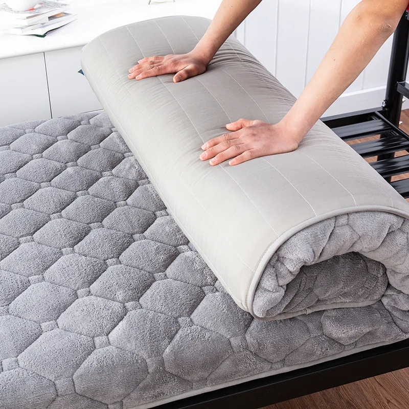 Student-Dormitory-Single-Mattresses-Topper-Warmth-Coral-Fleece-Foldable ...