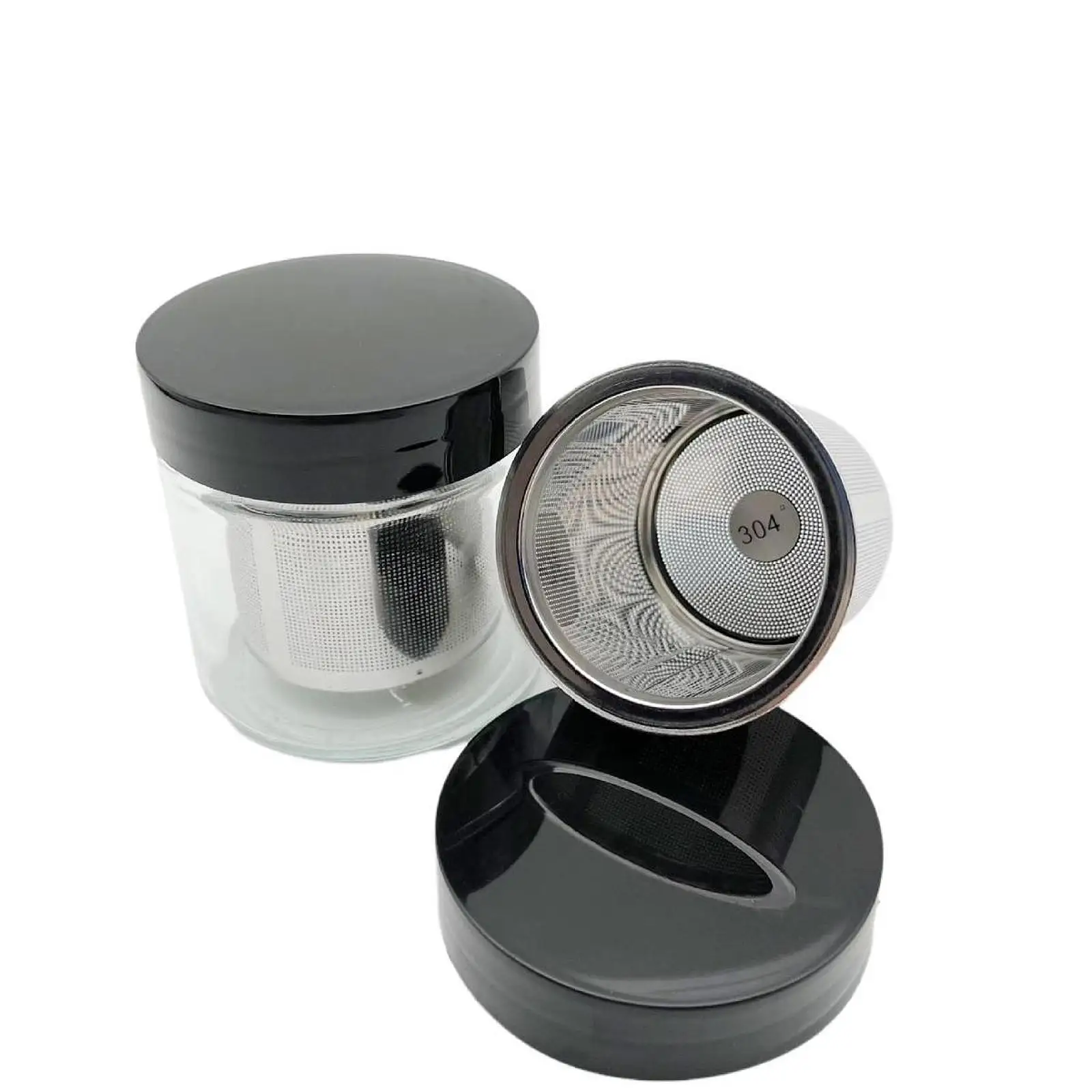 Jewelry Cleaning Jar Metal Sieve Glass Cleaning Cup Easy to Carry ...