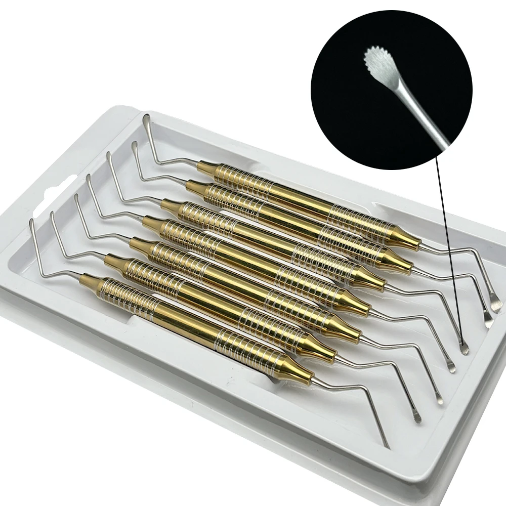 7Pcs-Dental-Tools-Curette-Jagged-Curettes-Kit-Dental-Scaler-Gracey-Bone ...