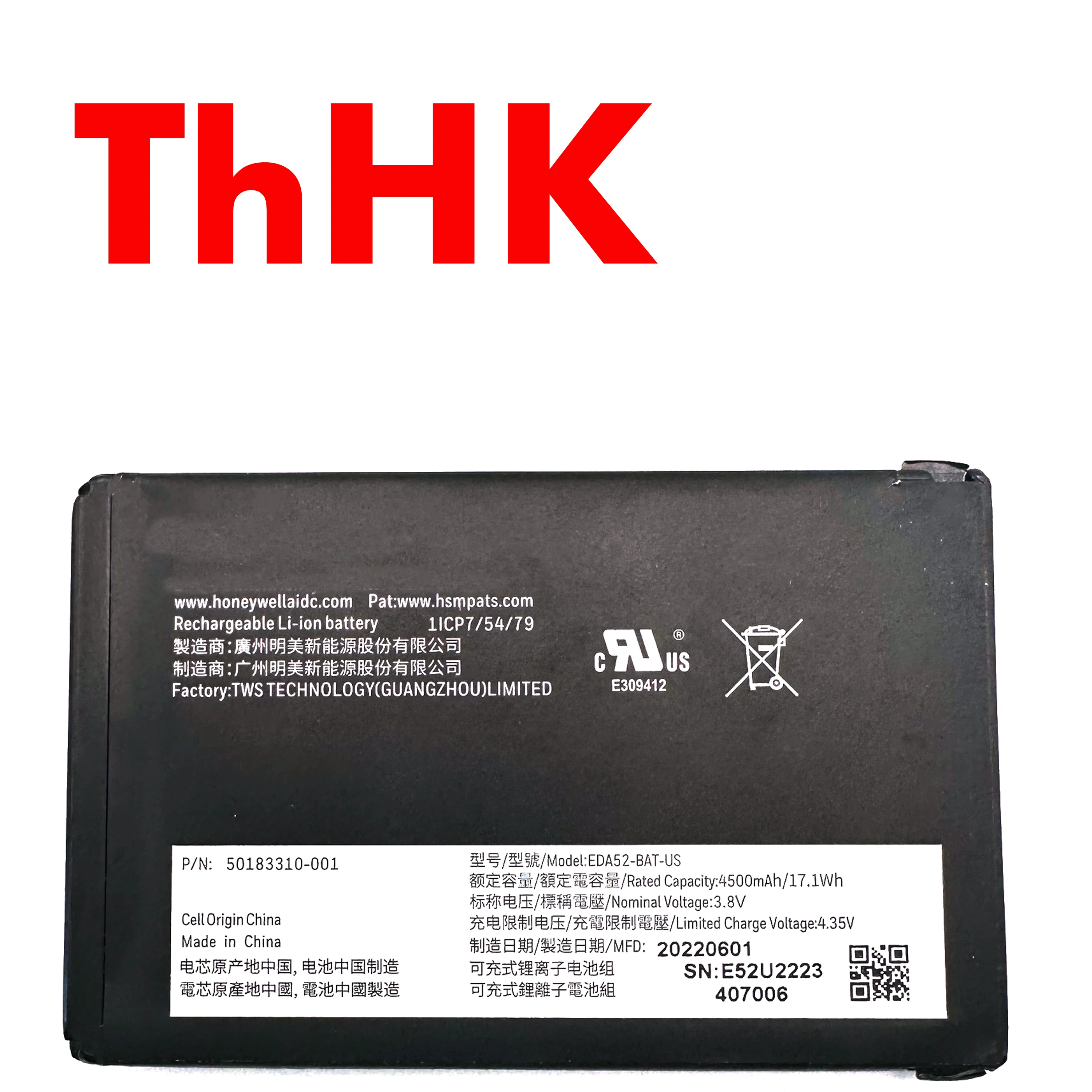 Genuine Original BAT-EDA52 3.8V 4500MAH 17.1WH Battery For Honeywell ...