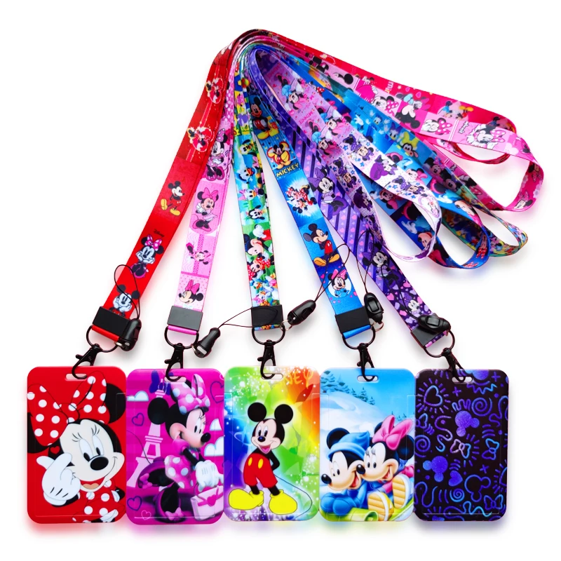 Disney Credentials Holder Lanyard Mickey Minnie Neck Strap Credit Card ...