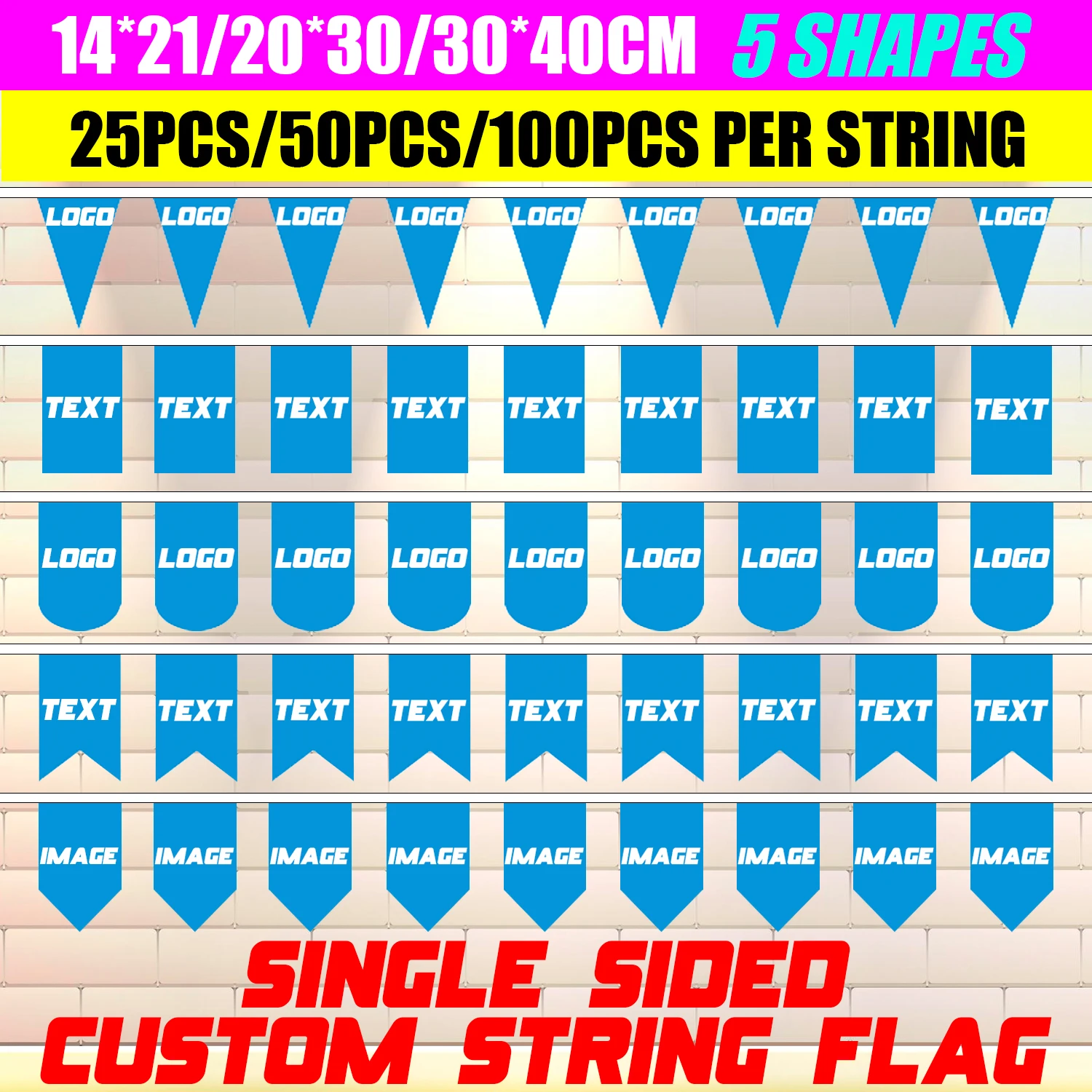 Custom DIY Design Logo Bunting Flag String Pennant Banner with Photo ...