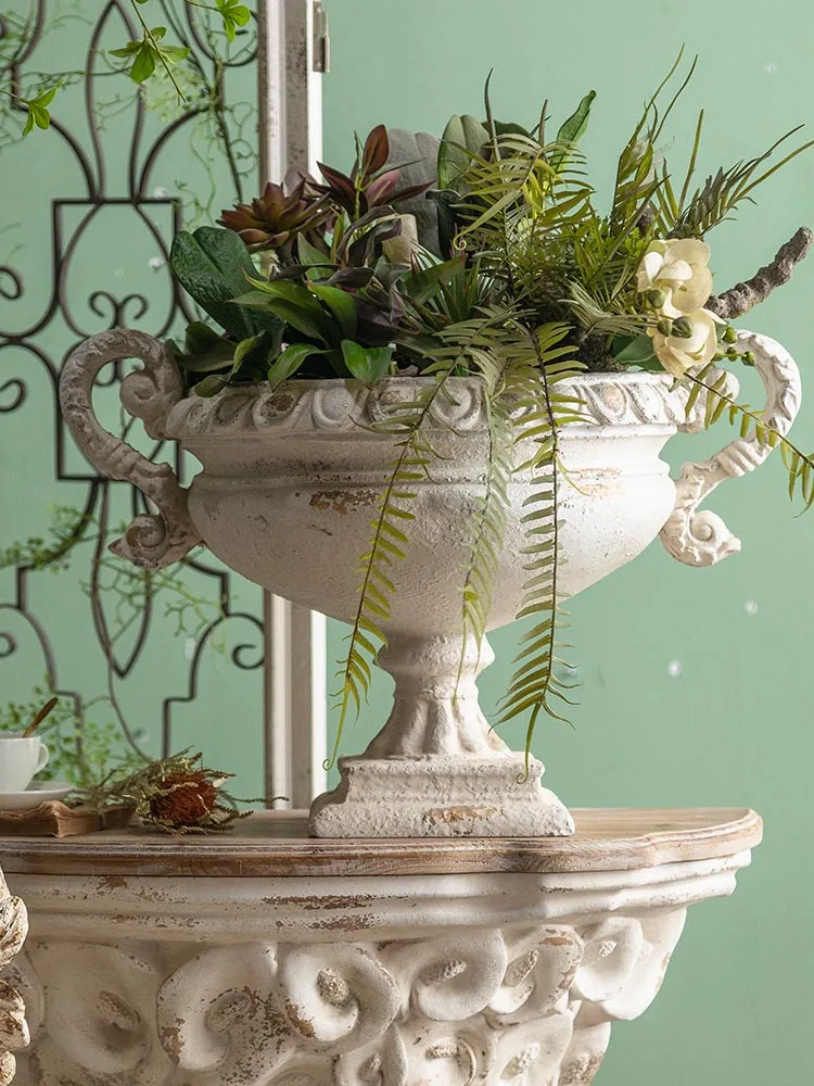 Vintage French Garden Urn | Antique White Decorative Planter | Baroque ...