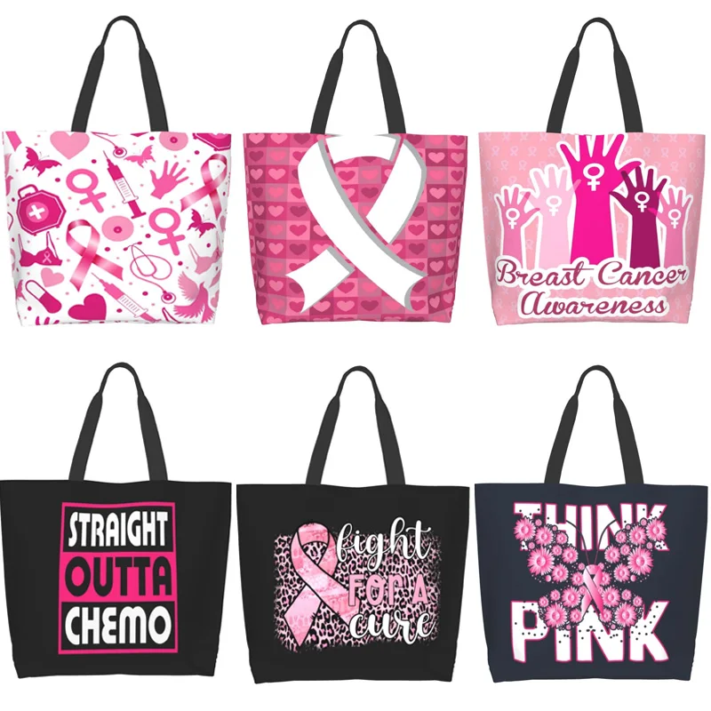 Breast-Cancer-Awareness-Tote-Bag-Pink-Ribbon-Cosmetic-Makeup-Bag-Breast ...