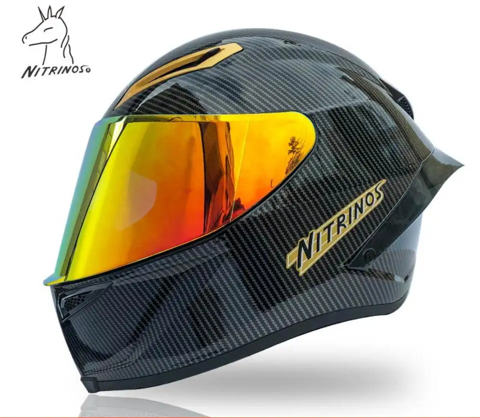 Full-Face-Black-Carbon-Fibre-Full-Face-Motorcycle-Helmet-GOLDEN-COLOR ...