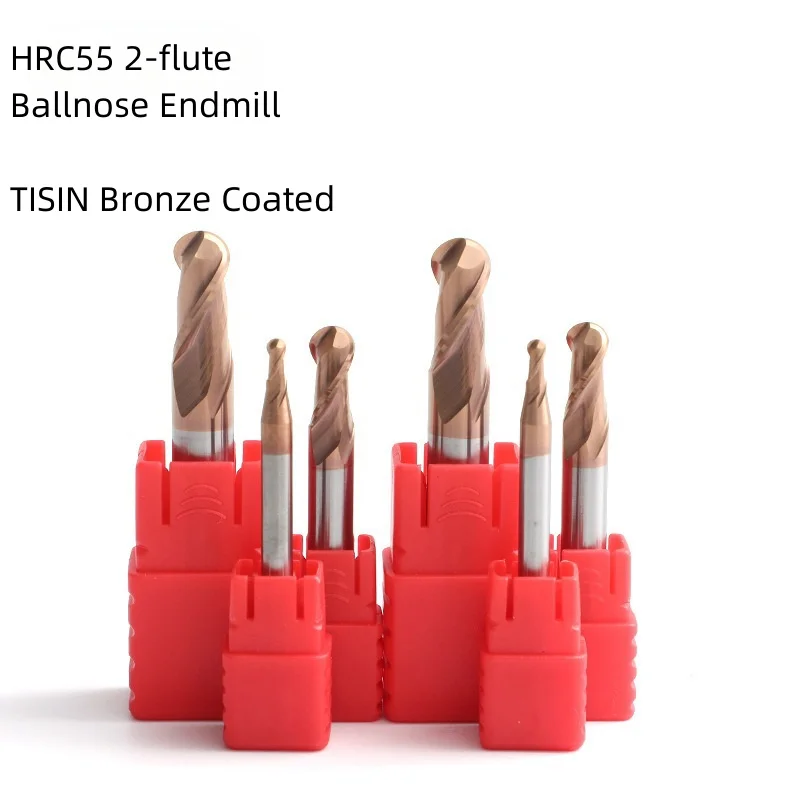 HRC55-4F-TISIN-Coated-Ball-Nose-End-Mill-Tungsten-Steel-Milling-Cutter ...