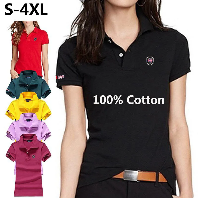Polos-de-moda-para-mujer-Camiseta-con-cuello-tipo-Polo-de-manga-corta ...