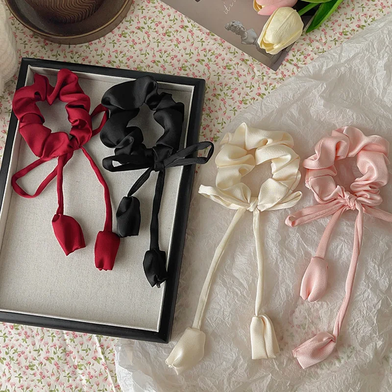 Tulip-ribbon-intestinal-ring-hair-band-satin-bow-high-end-simple-and ...