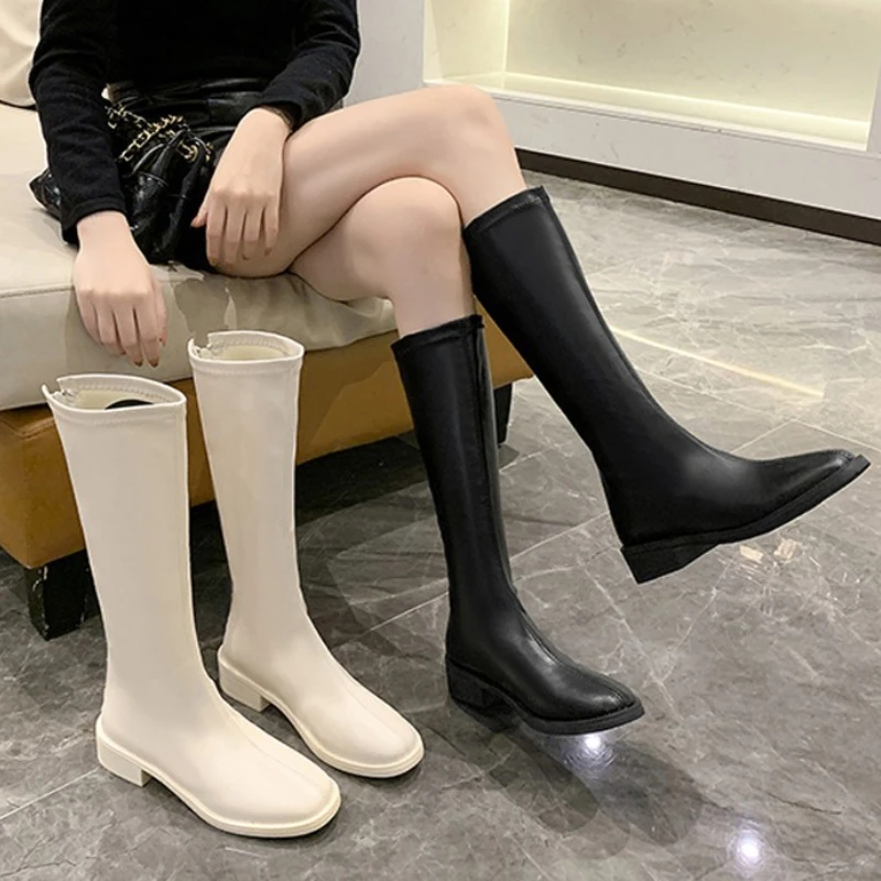 Women's Knee High Boots Soft PU Women Long Boots Slip On Woman Boot ...