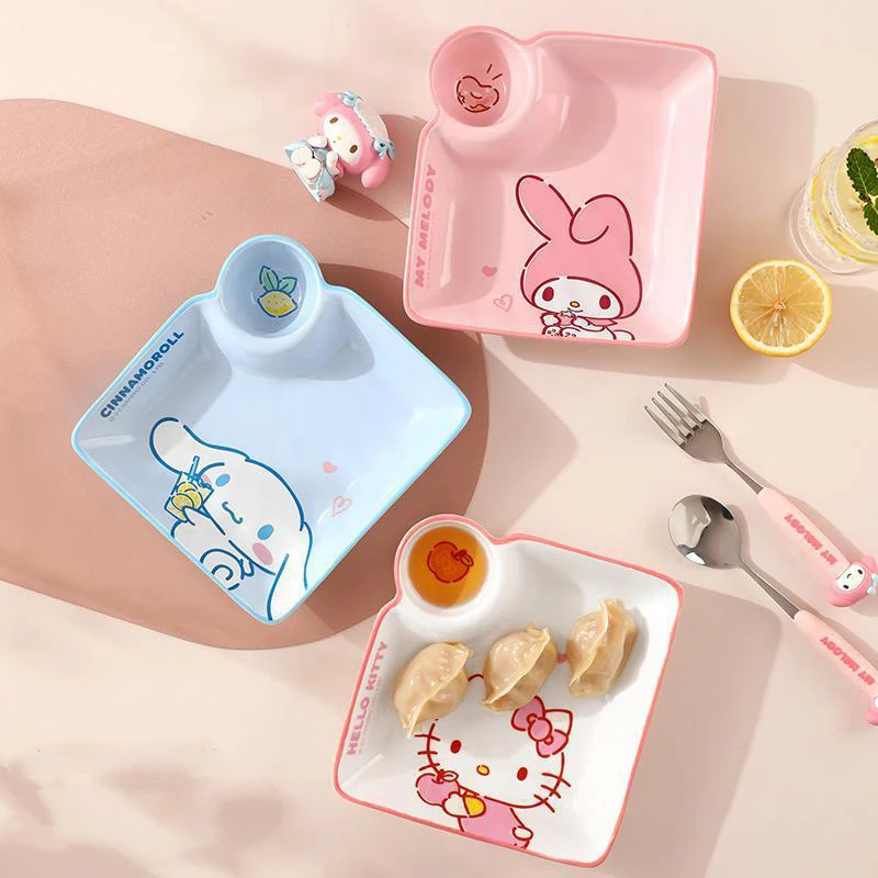 Sanrio-Kawaii-Hello-Kitty-plato-de-dumplings-de-cer-mica-dividido-My ...