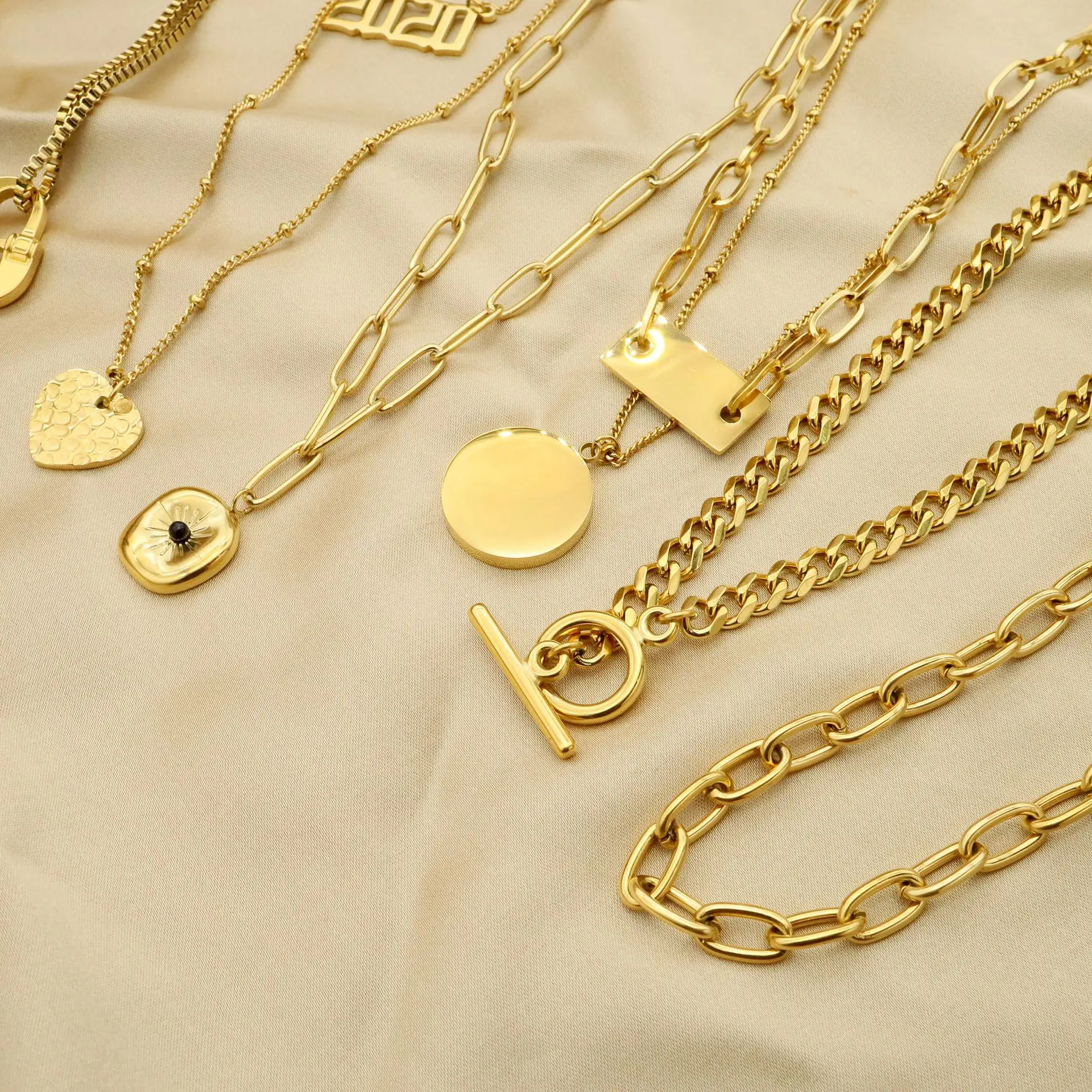 18K Gold Plated Stainless Steel Necklace Cuban Link Chain Thick Twist ...