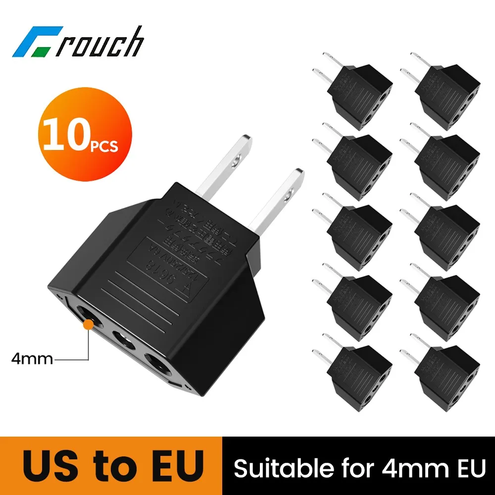 4.0mm US to EU Converter Plugs Electrical Socket Plug Power Adapter EU ...