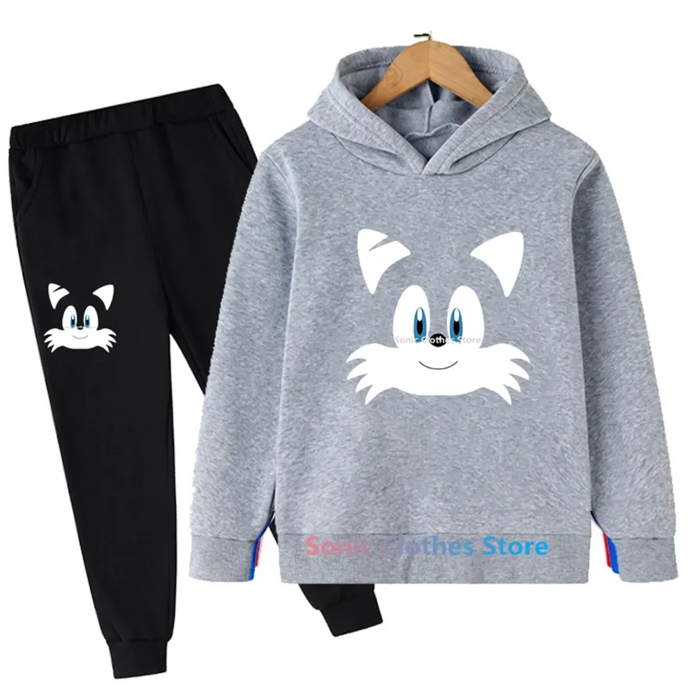 Yellow-Sonic-Hoodie-Set-Cartoon-Game-Tracksuit-Pullover-Hoodie-and ...