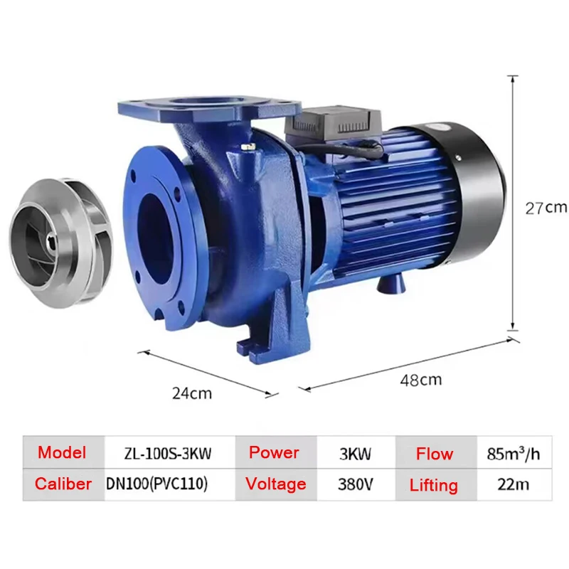 Seawater pump 3KW 380V Stainless steel impeller Seafood pond Farm High flow Agricultural ...