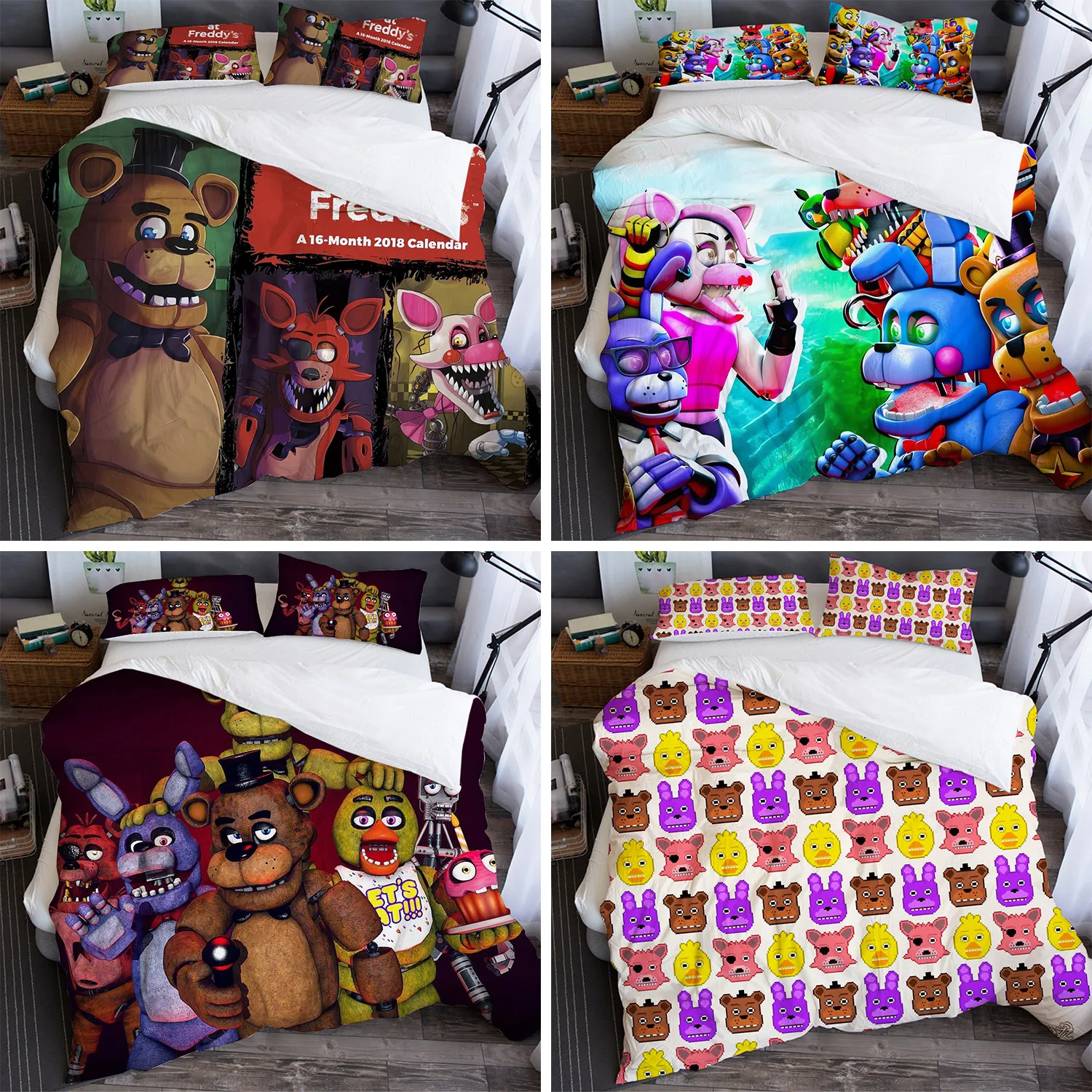 Fnaf-Bedding-Set-Quilt-Cover-Sets-Five-Nights-At-Freddy-s-Pillowcase ...