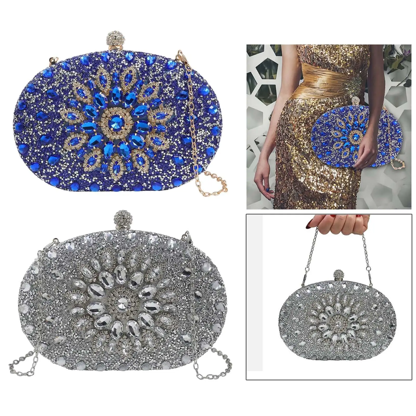 Women-Clutch-Bag-with-Chain-Evening-Purse-Small-Rhinestone-Bag-Handbag ...