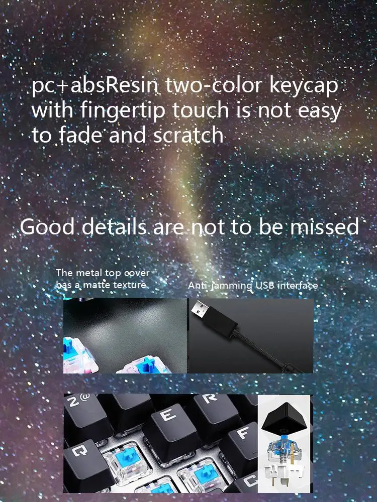 AOC Mechanical Keyboard GK410 Blue Black Tea Switch Gaming Full Key Ga ...