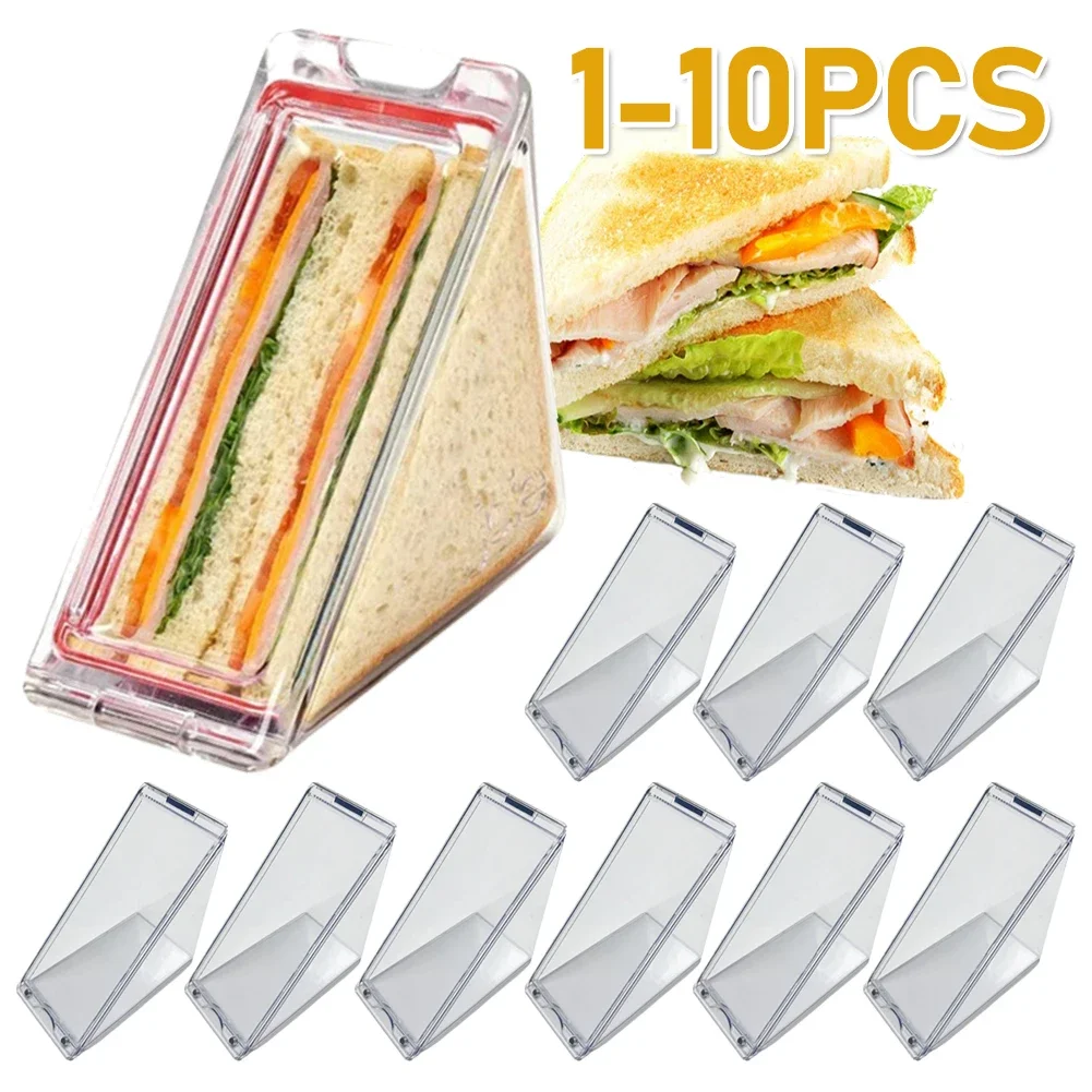 1-10pcs Packing Box Sandwich Triangle Holder Cake Container Food ...