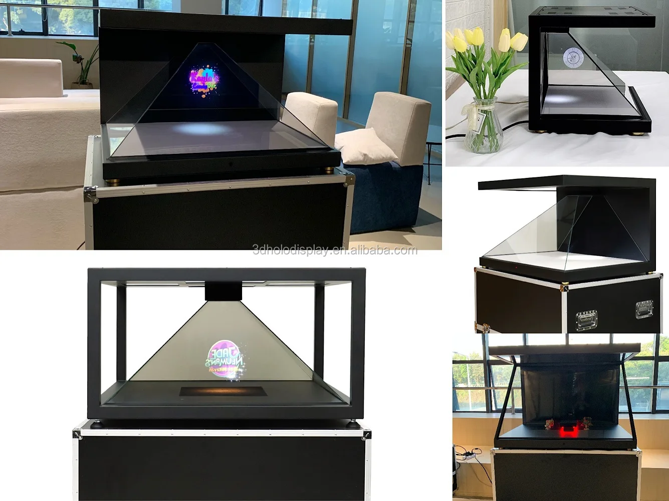 Holographic Projection Screen 3D Hologram Advertising Showcase Pyramid ...