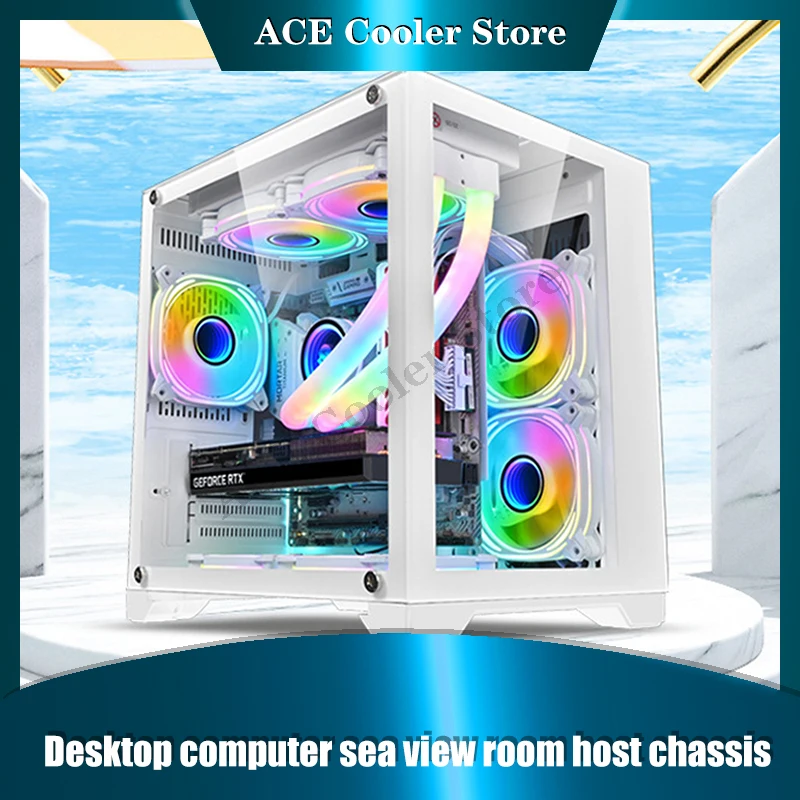 240 수냉 듀얼 유리 측면 투명 MATX 컴퓨터 케이스, DIY PC 캐비닛 게이머 박스, 블랙/화이트