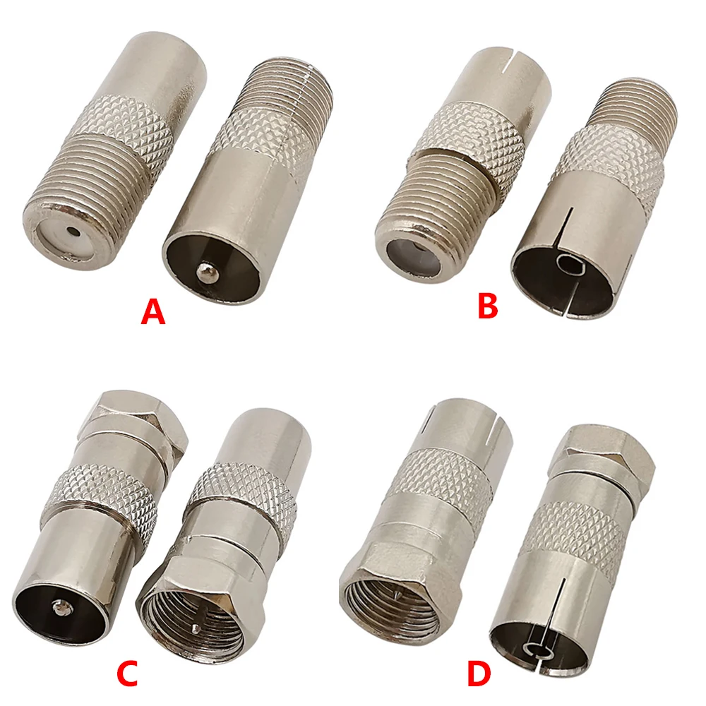 2Pcs F Type Female Plug Male Jack to RF Coax TV Coaxial Antenna ...