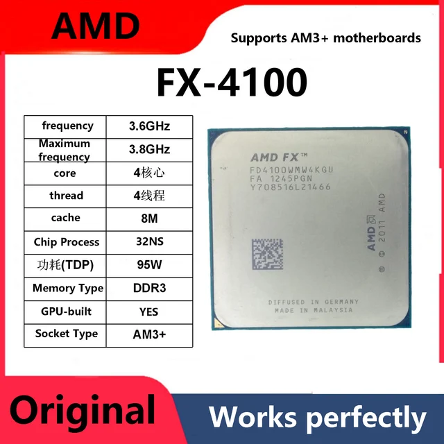 AMD FX-8300 4100 6100 6300 Eight-Core Processor Socket AM3+ FX 8300 FX8300 DESKTOP CPU 3.3GHz 95W 8M