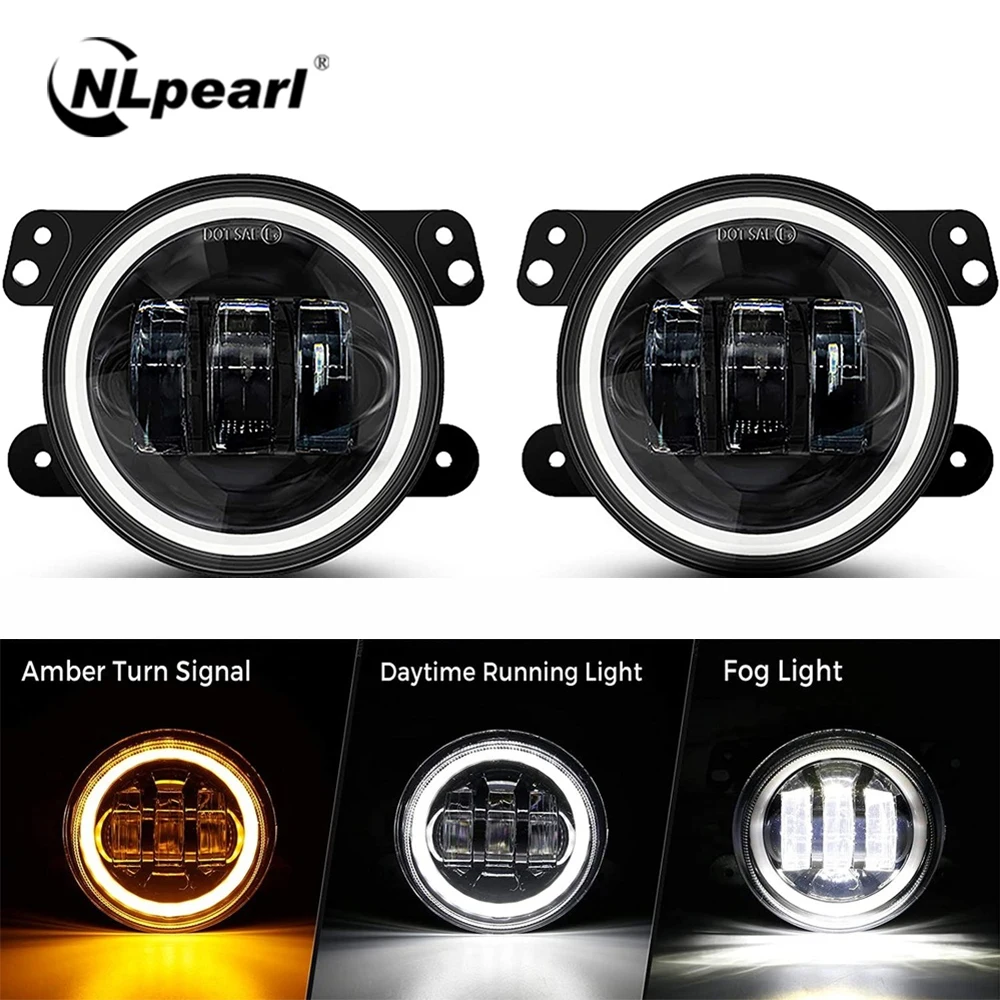 4-Inch-LED-Fog-Lights-Round-Car-Driving-Light-with-White-Amber-Halo ...