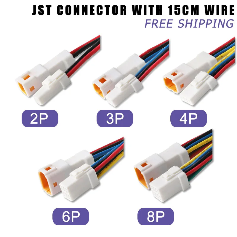 5/20/100 Sets Jst Type Automobile Waterproof Connector Male&Female Butt ...
