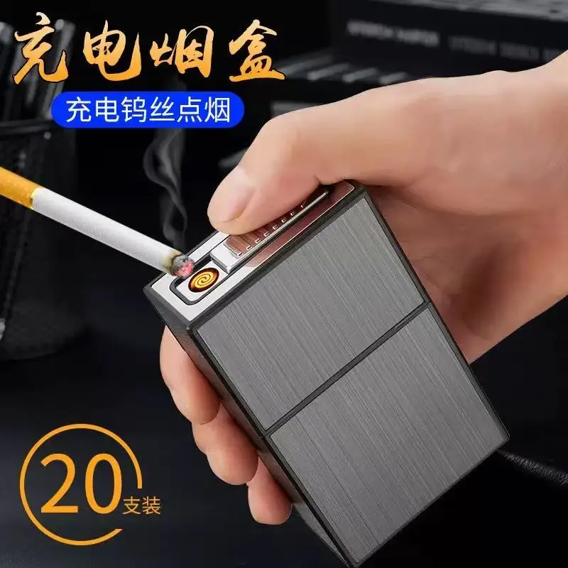 Gas electric dual-use cigarette box with 20 lighters, integrated coarse ...