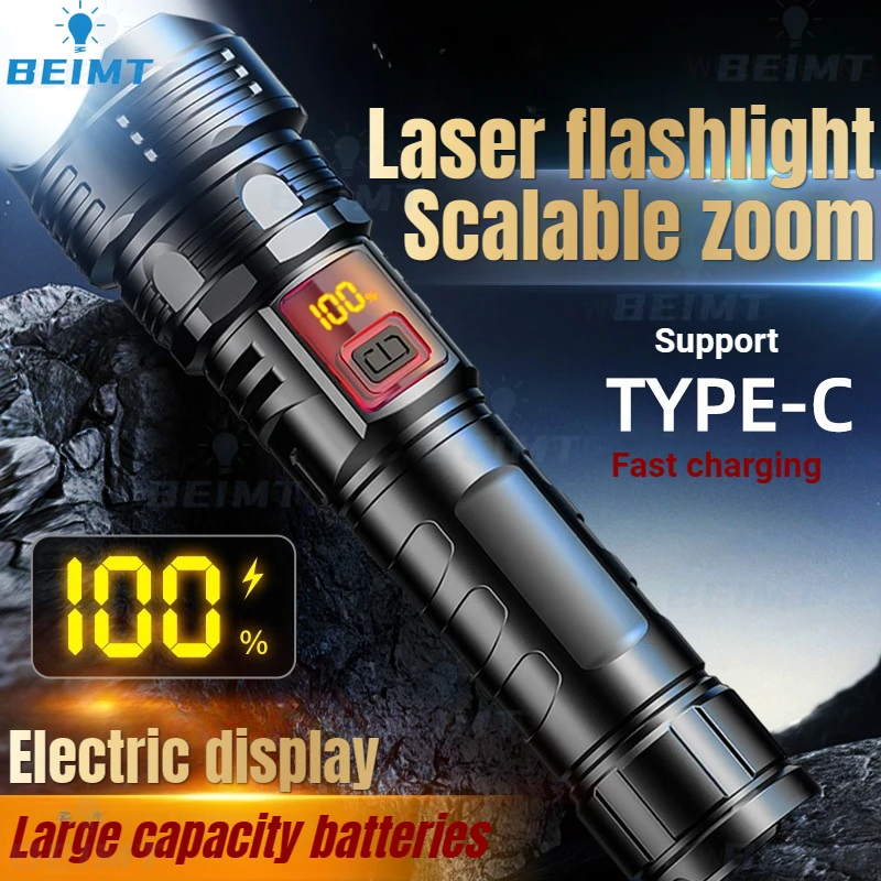 20W-White-Laser-LED-Flashlight-Rechargeable-Torch-Lighting-Tactical ...