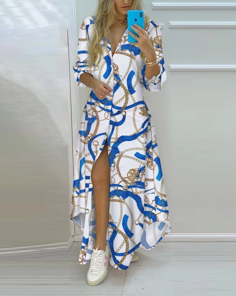 Indie web Influencer Vestido camisero de manga larga con estampado de ...